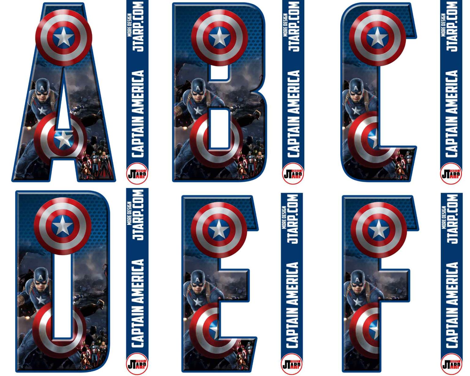 Avengers Free Printables [Captain America]: Letters and Numbers