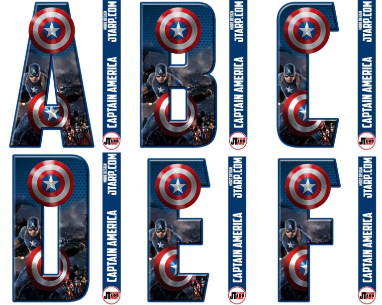 Avengers Free Printables [Captain America]: Letters and Numbers