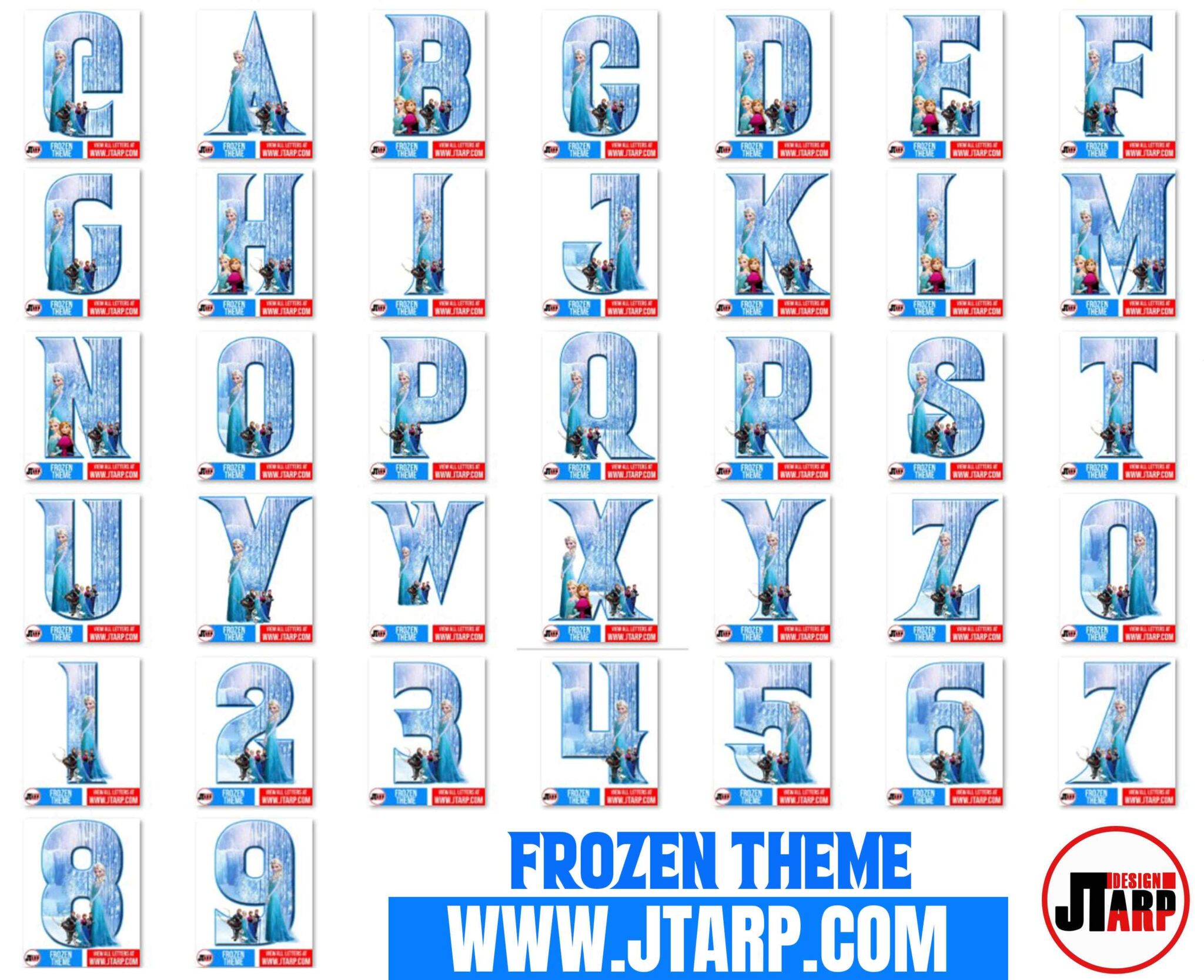 Free Printable Frozen Letters A-Z and Numbers 0-9 – Gallery | JTarp Design