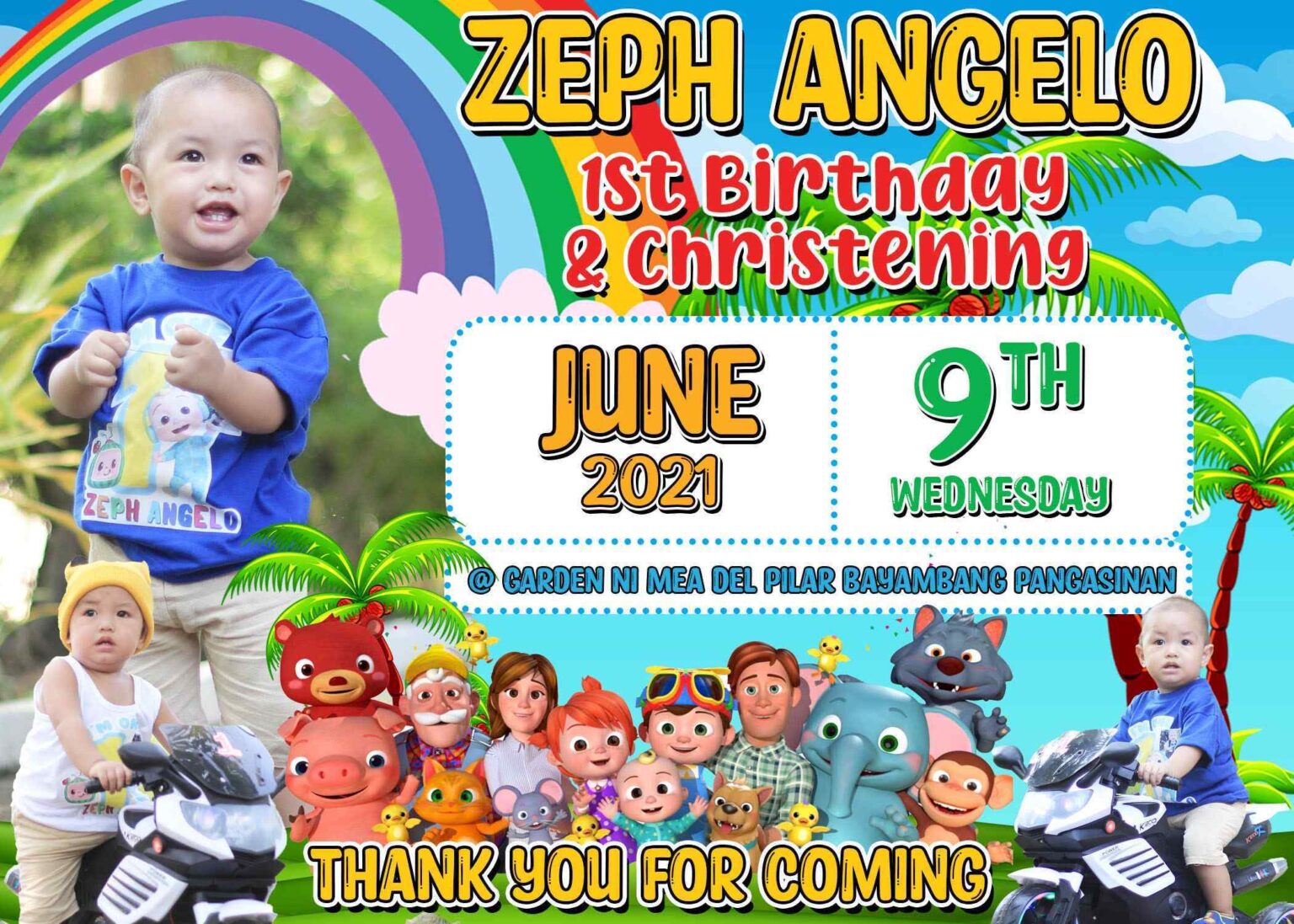 3 Cocomelon Invitation Card Design for Birthday and Christening - Birthday