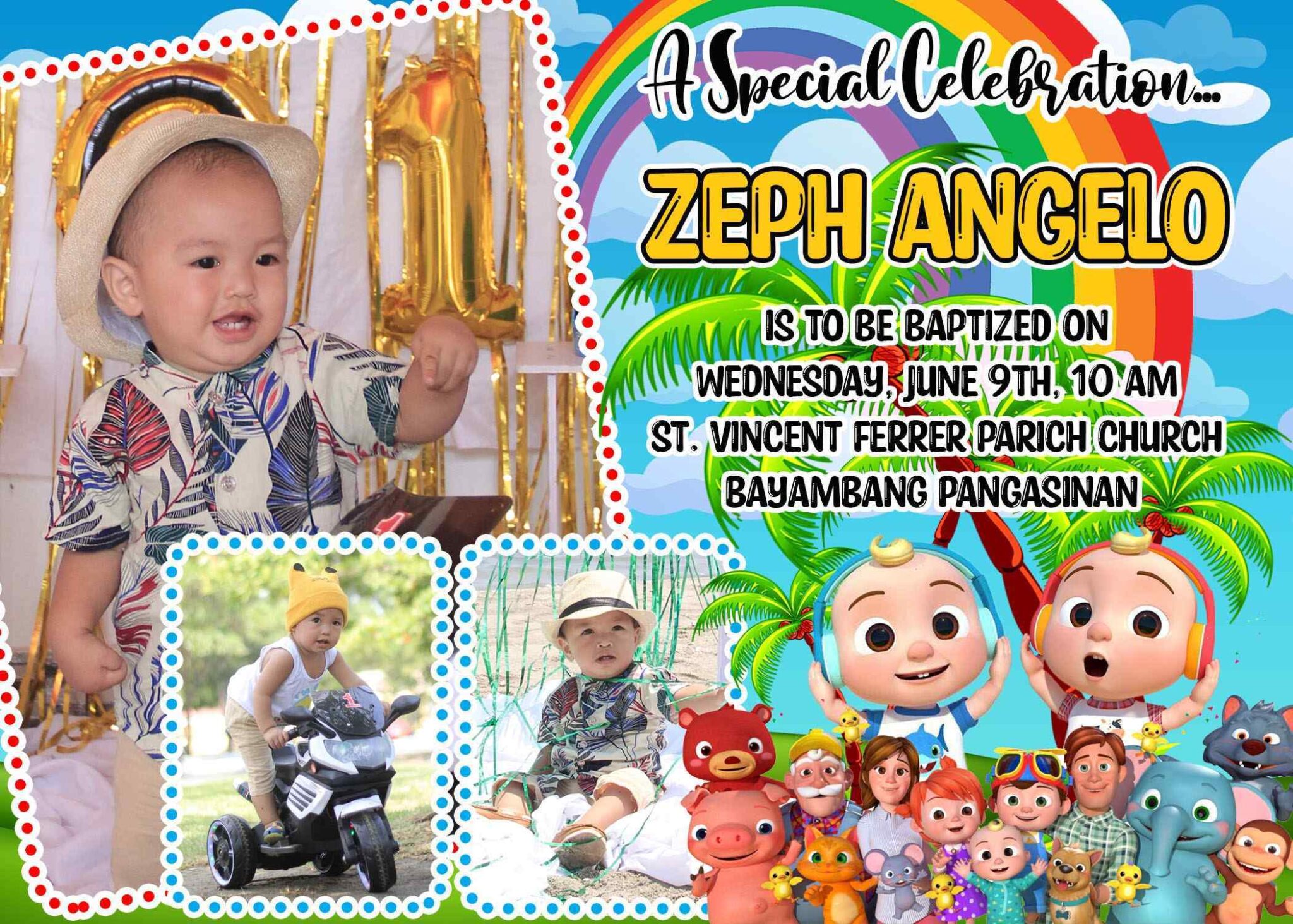 3 Cocomelon Invitation Card Design for Birthday and Christening - Birthday