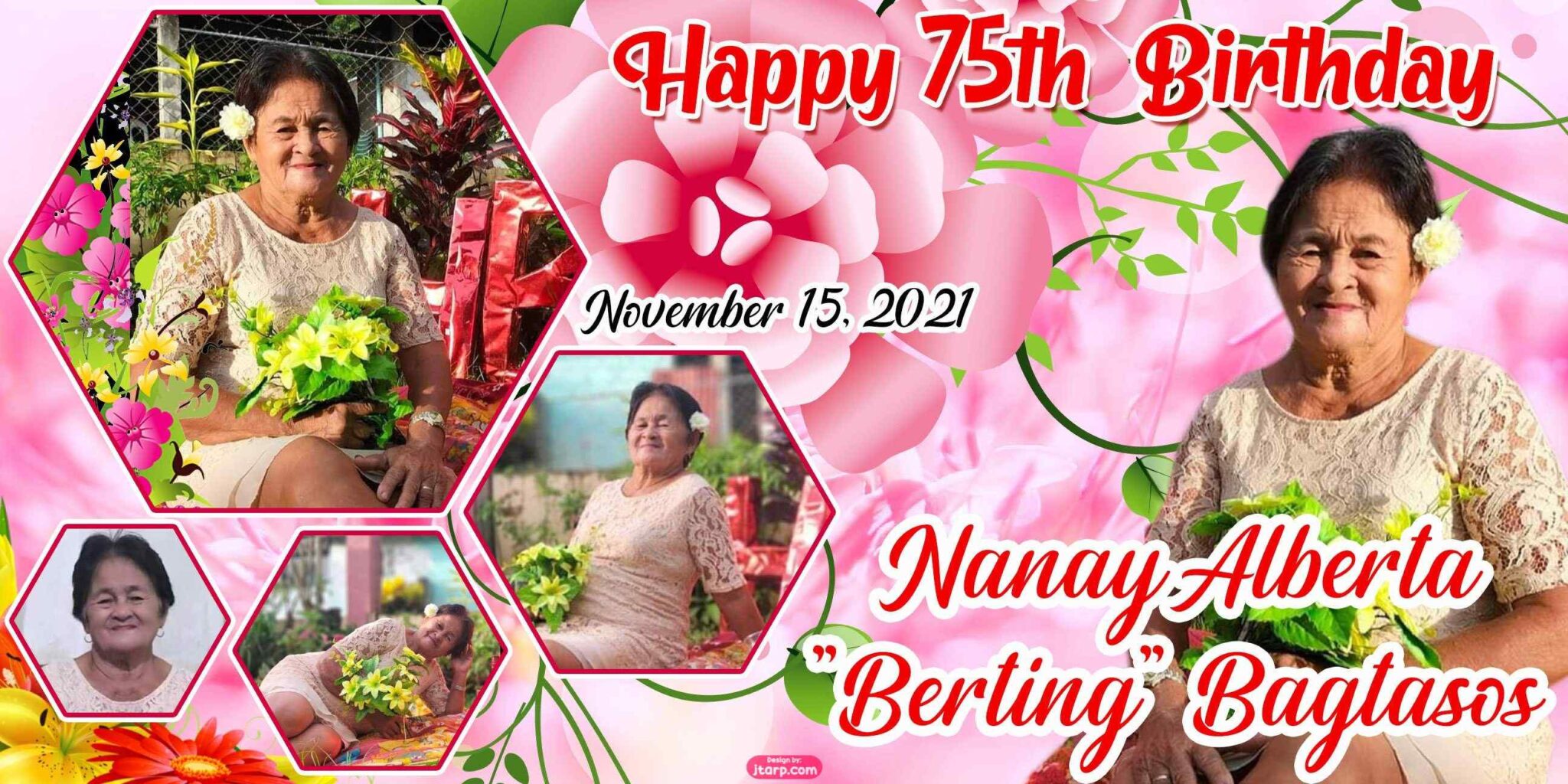 Pink Flower Theme Tarpaulin Design – Birthday | JTarp Design