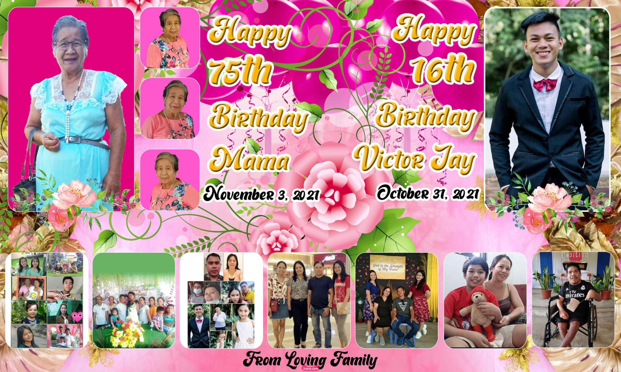 Simple Pink Theme Birthday Tarpaulin Design – Birthday | JTarp Design