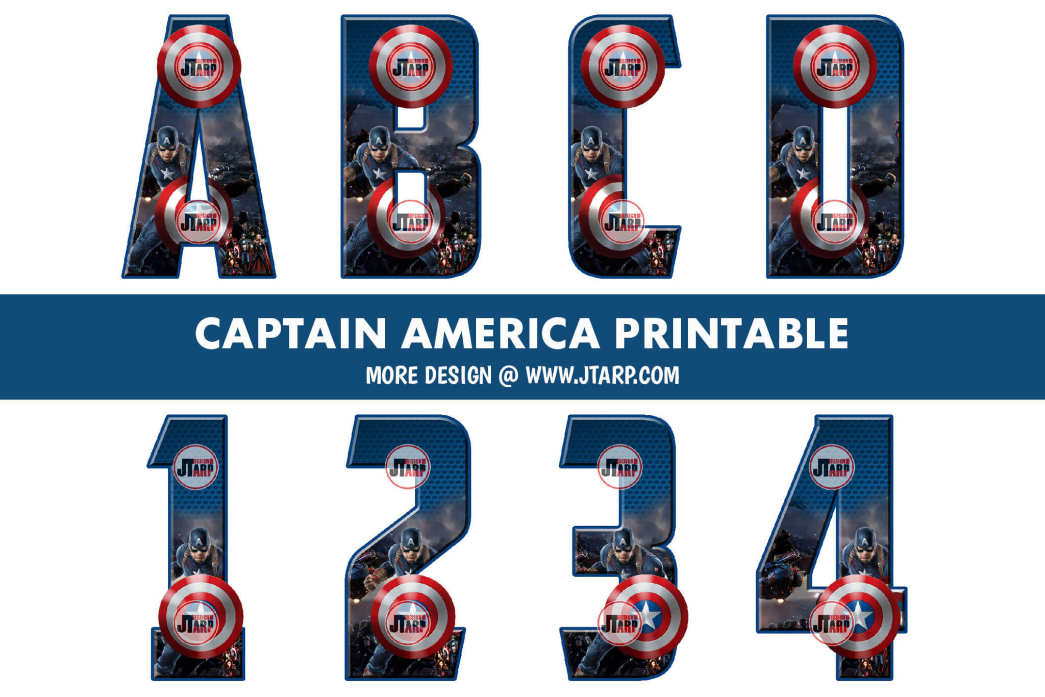 Avengers Free Printables [Captain America]: Letters and Numbers