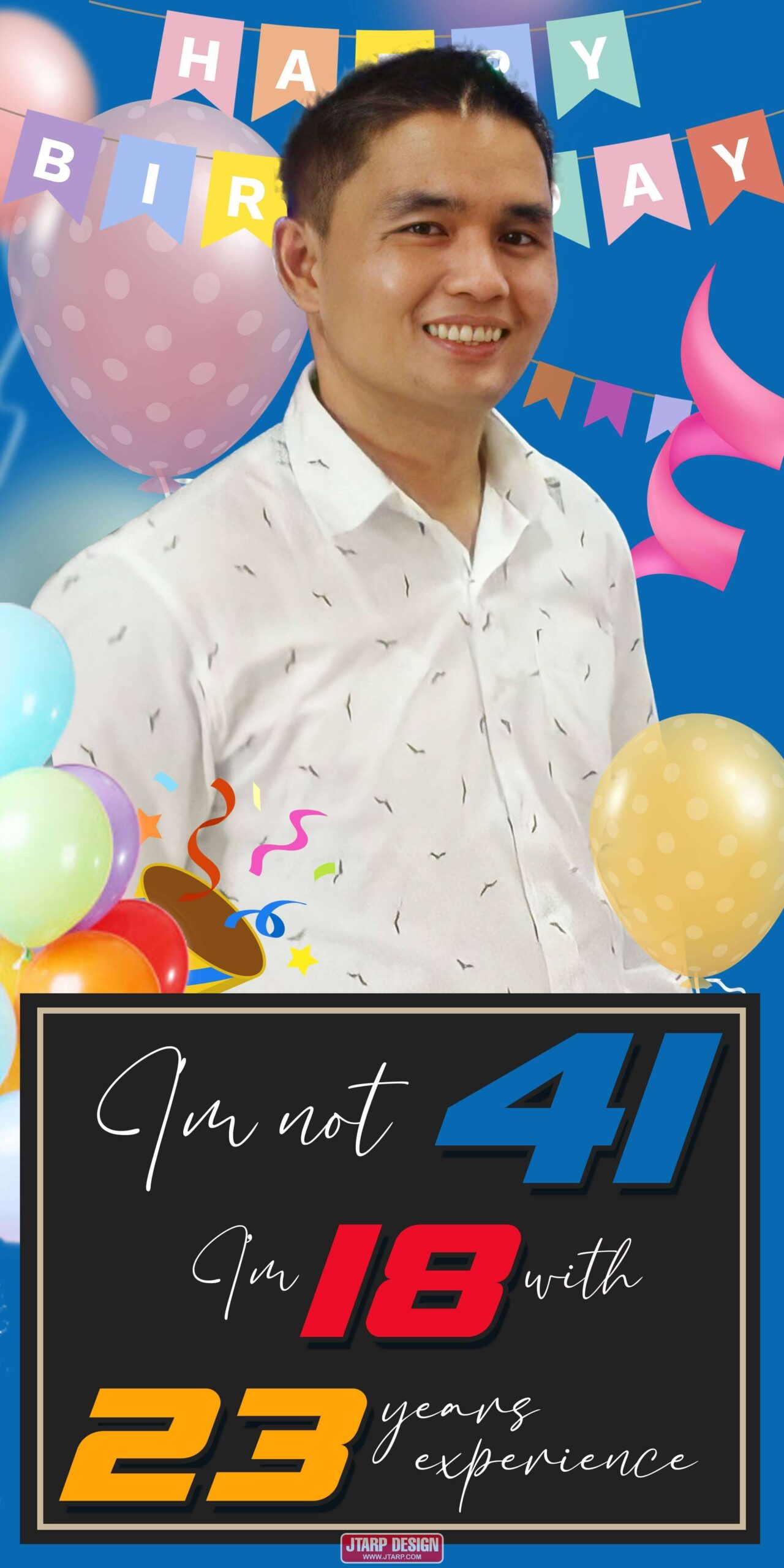 Blue and Black 41th Birthday Standee Design – Birthday | JTarp Design
