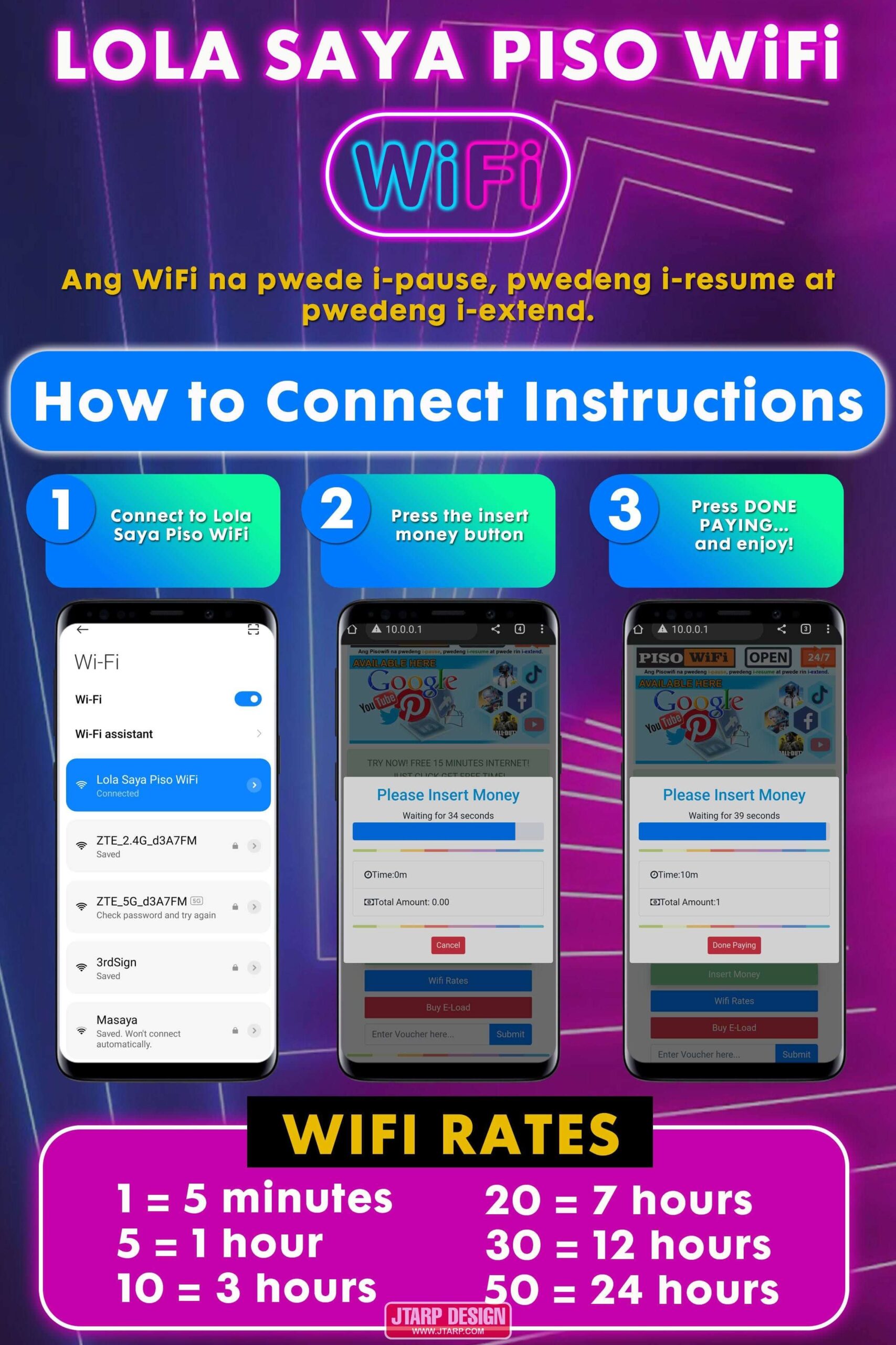 Neon Theme Piso Wifi Tarpaulin Design