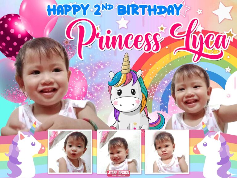 Happy 2nd Birthday Princess Unicorn Tarpaulin Design – Girl | JTarp Design