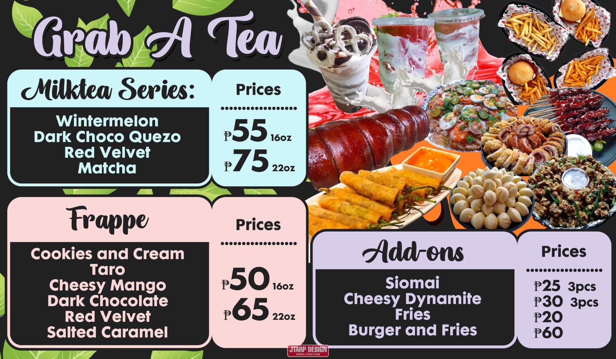 Food Business Menu: Milktea and Frappes Tarpaulin Design – Business ...