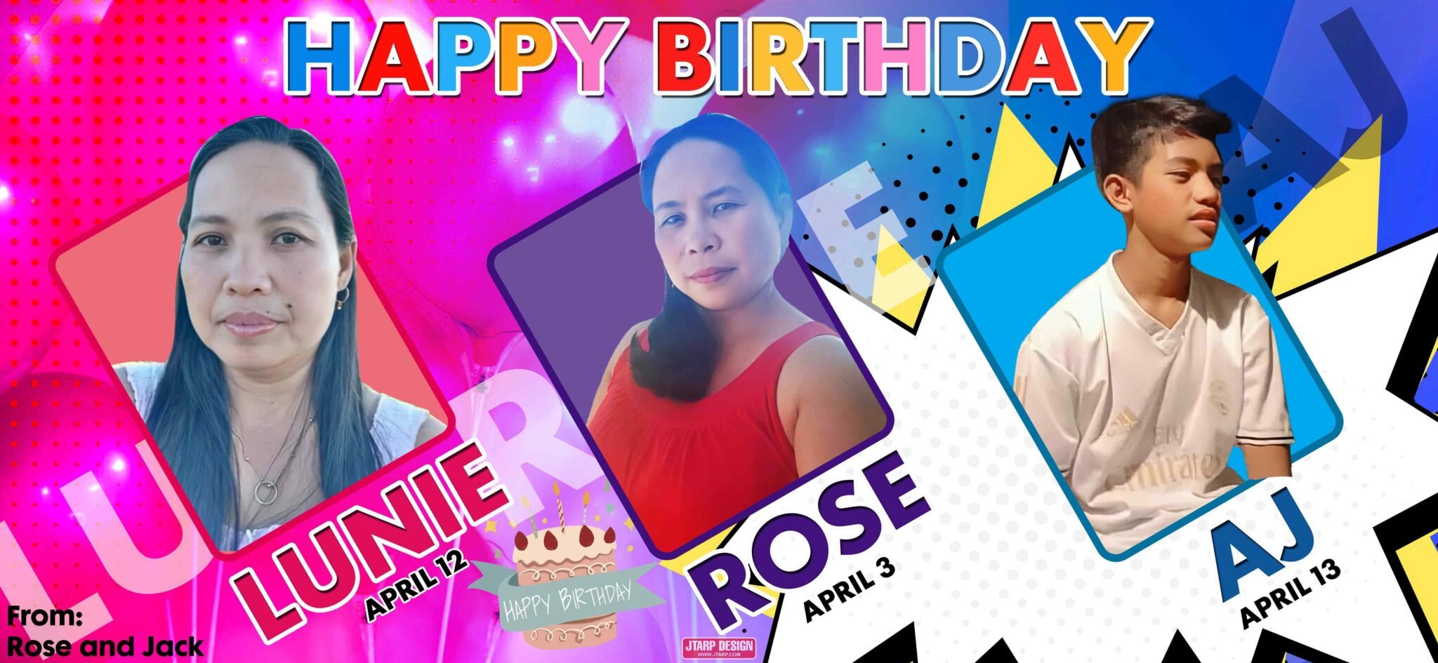 Pink and Blue Theme Tarpaulin Design for Birthday – Birthday | JTarp Design