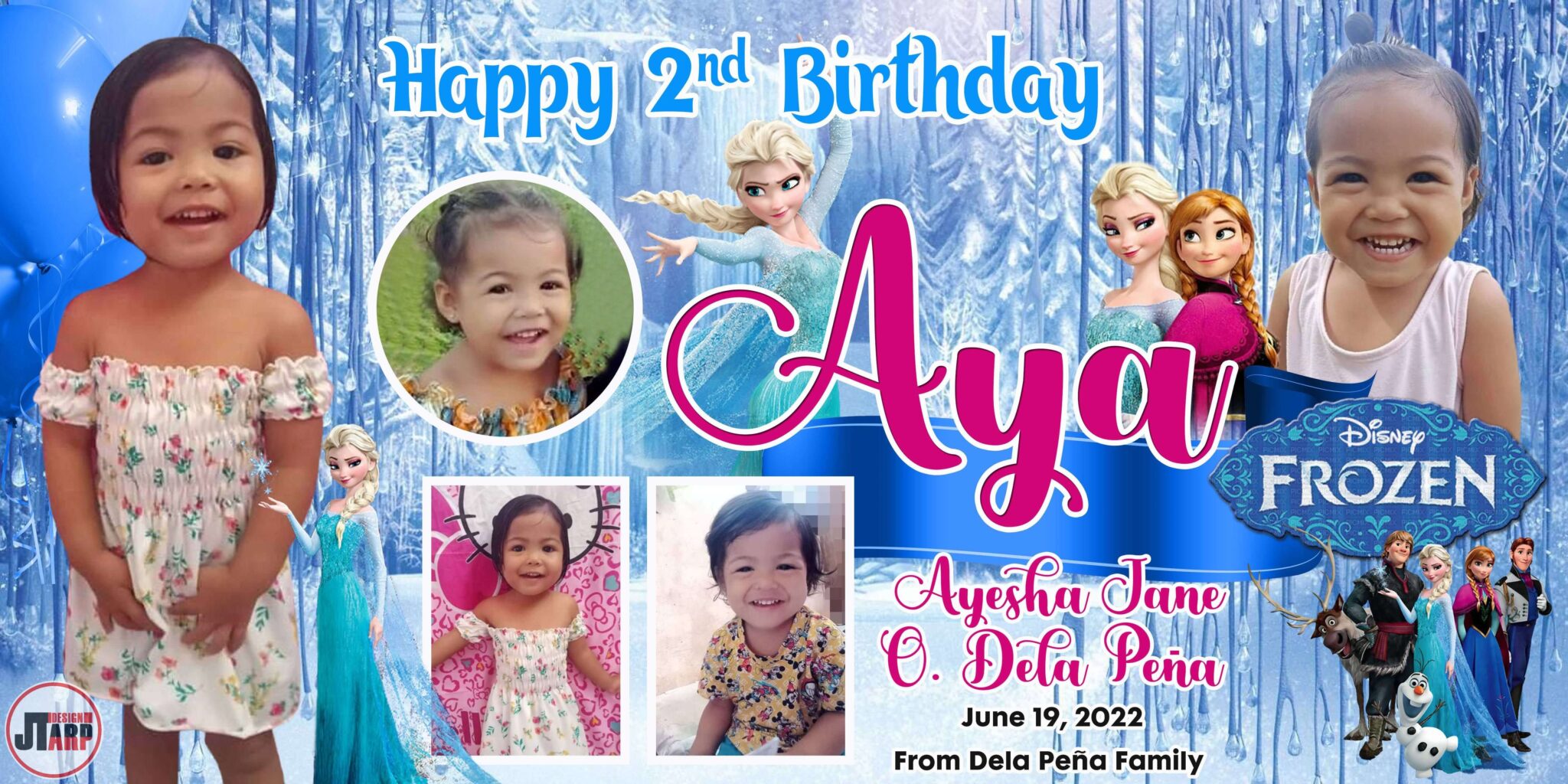 Aya's 2nd Birthday: Frozen Theme Tarpaulin – Girl | JTarp Design