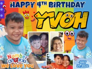 Happy 4th Birthday Yvoh Number Blocks Design – Boy | JTarp Design