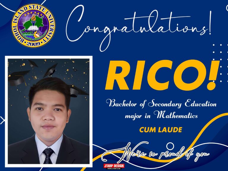 Congratulations Rico: BS Secondary Education – Graduation | JTarp Design