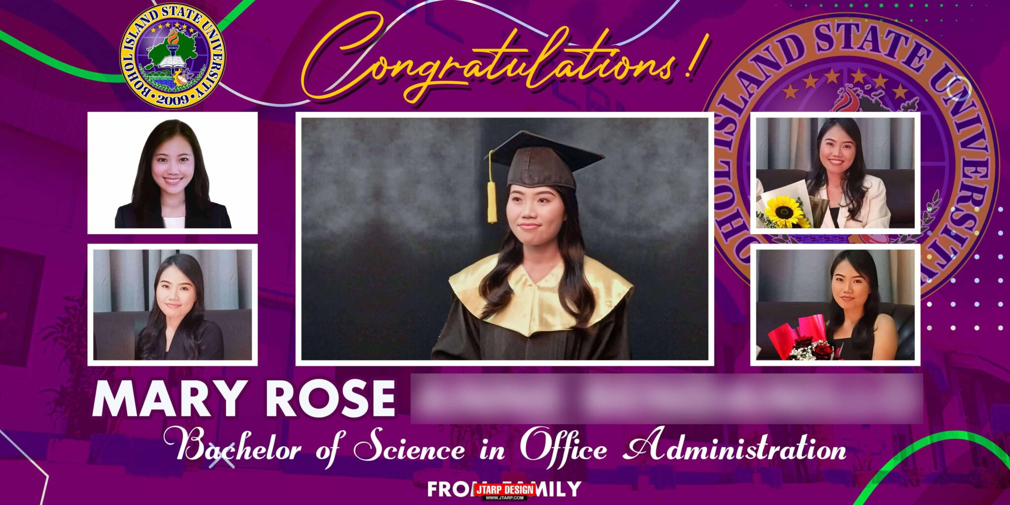 Congratulations Mary Rose: Violet Graduation Tarp Design – Graduation ...