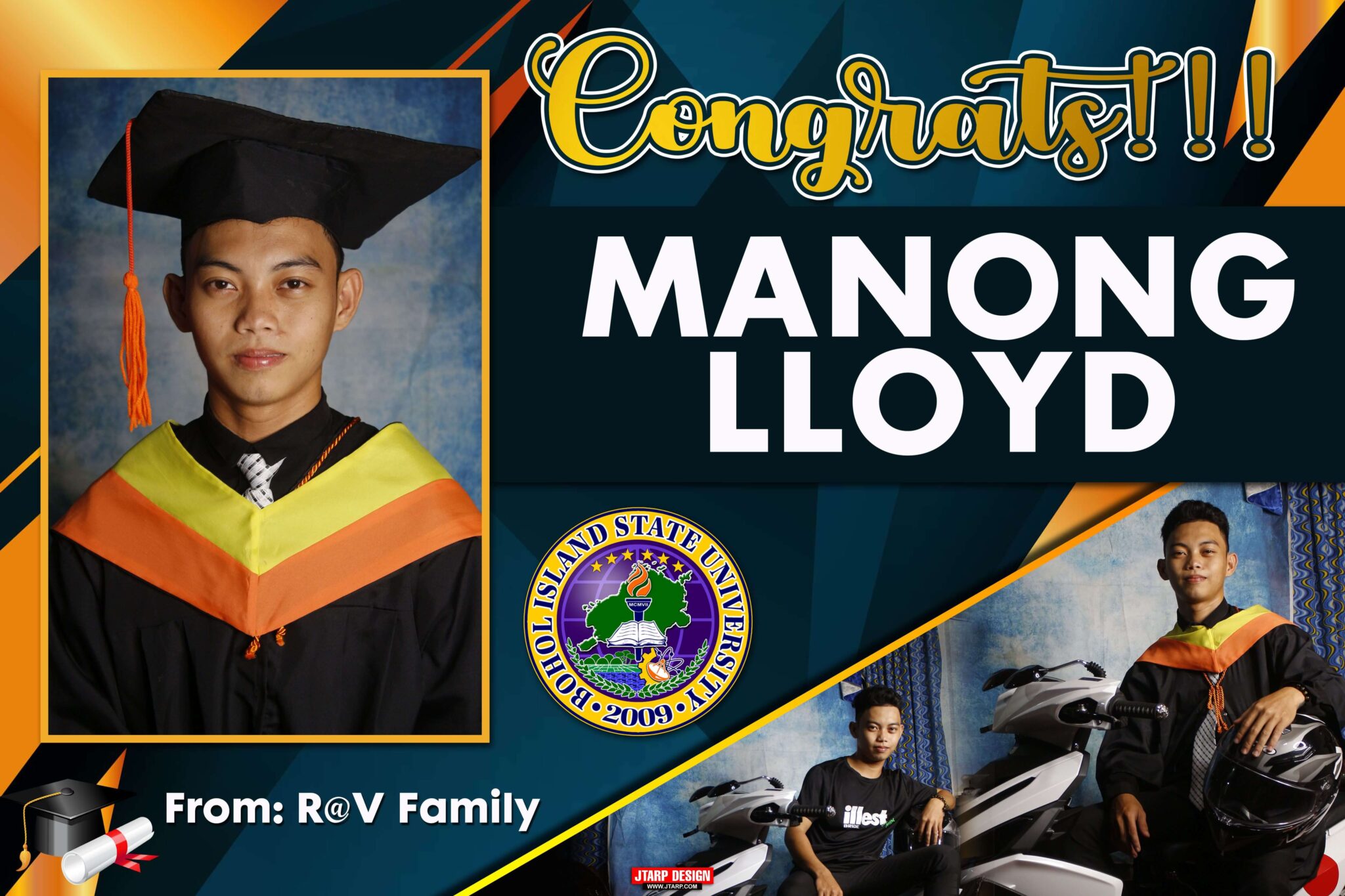 Congratulations Lloyd: Dark Blue and Gold Graduation Tarp Design ...