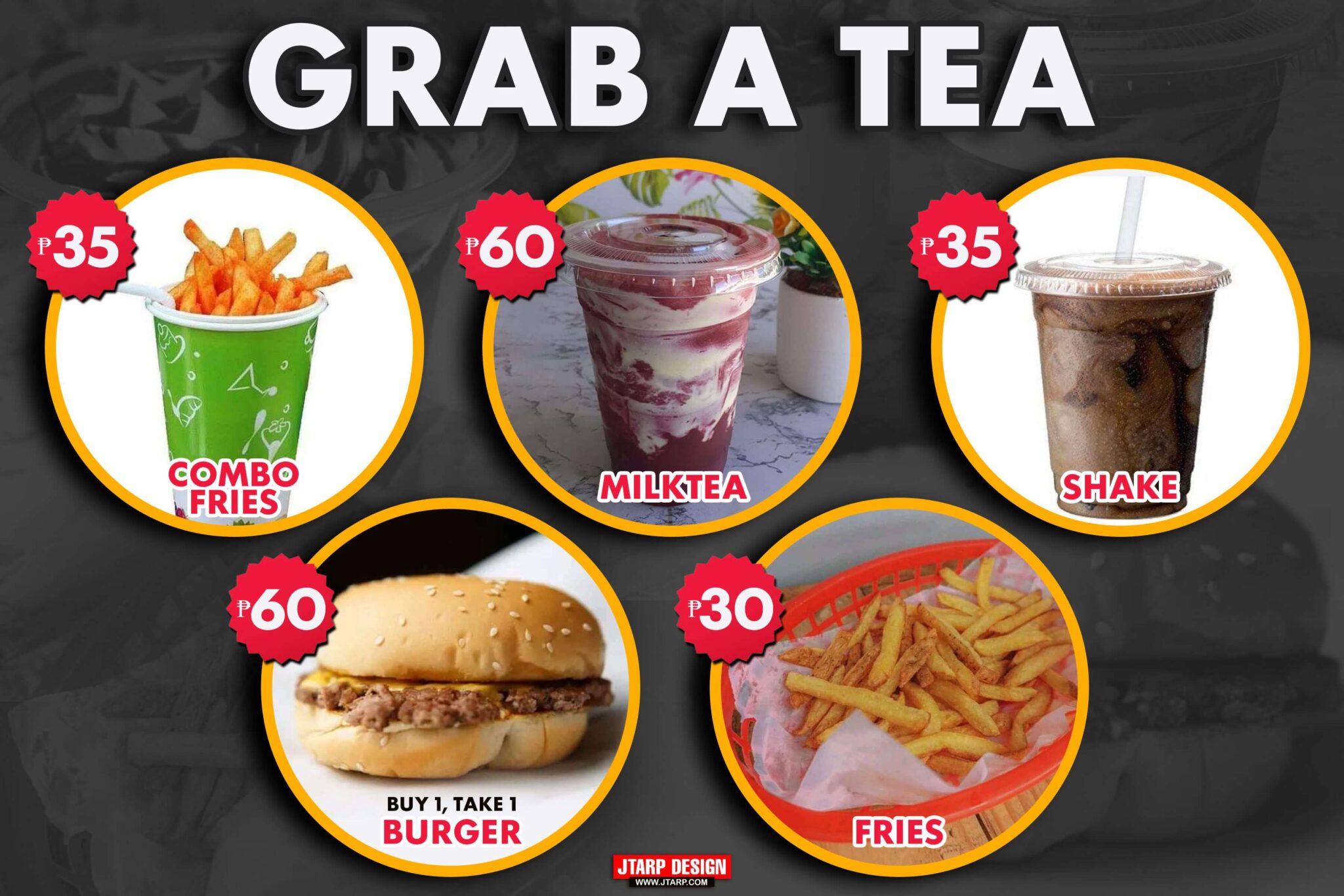 Business Design: Grab A Tea Combo Fries MilkTea Shake Burger and Fries ...