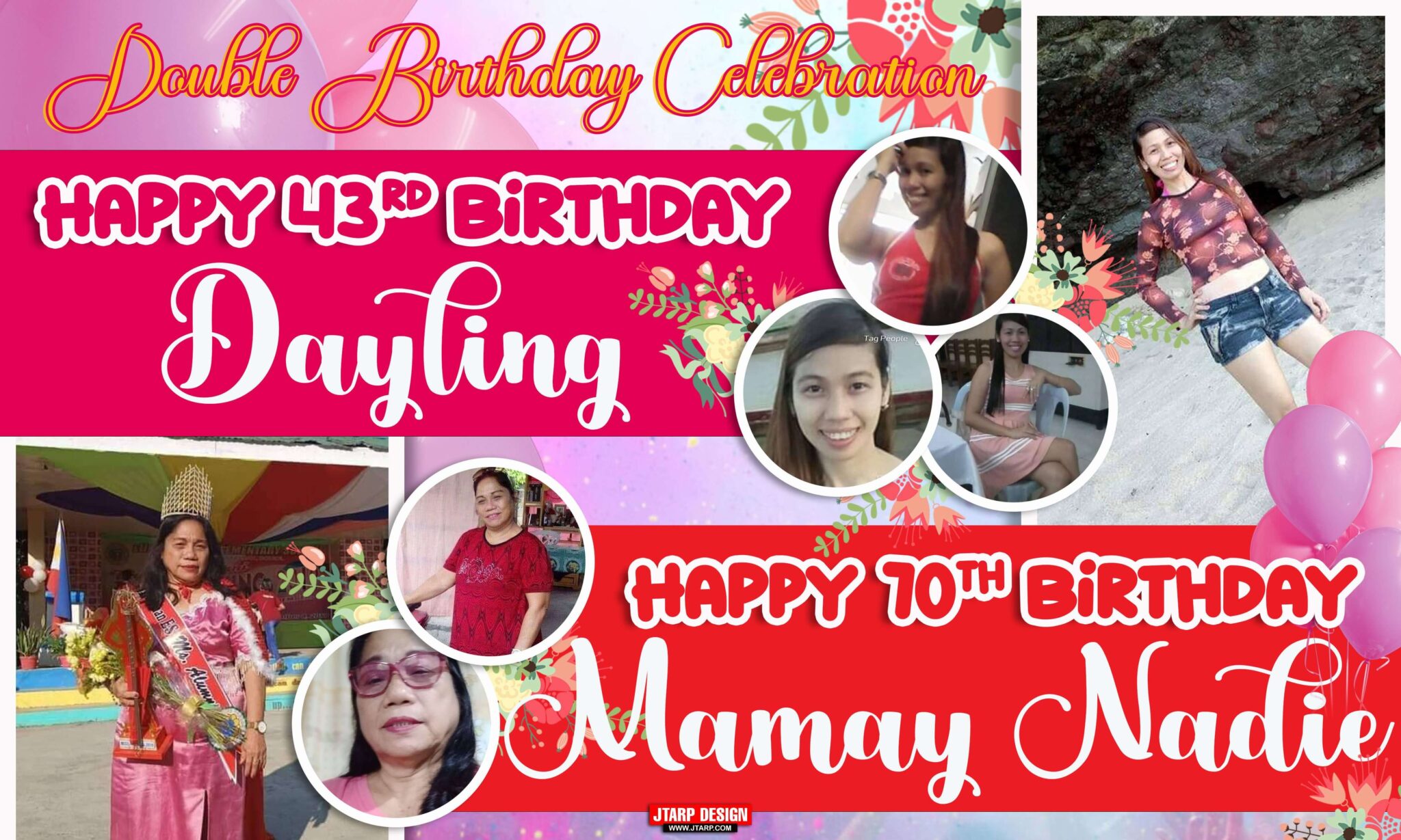 43rd And 70th Birthday Celebration Pink Design