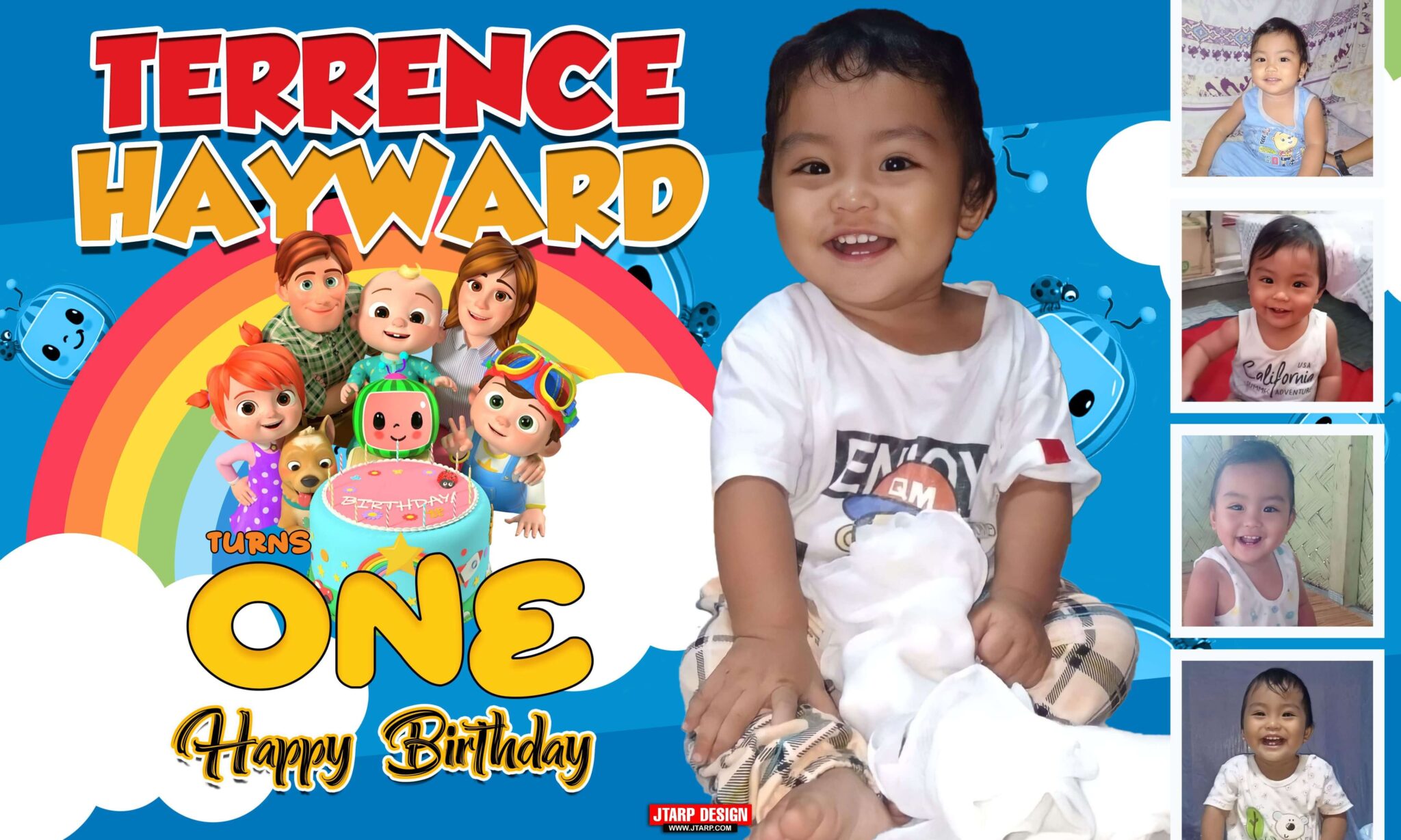 Terence Turns One - Cocomelon Birthday Tarp – Boy | JTarp Design