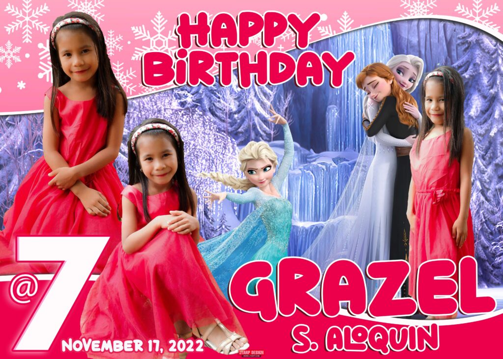 7th Birthday Grazel Frozen Theme Tarpaulin Design – Kids | JTarp Design