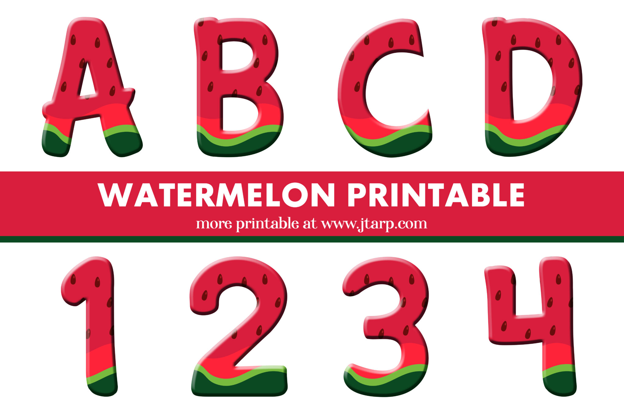 Watermelon Free Printable Letters and Numbers – Printable | JTarp Design