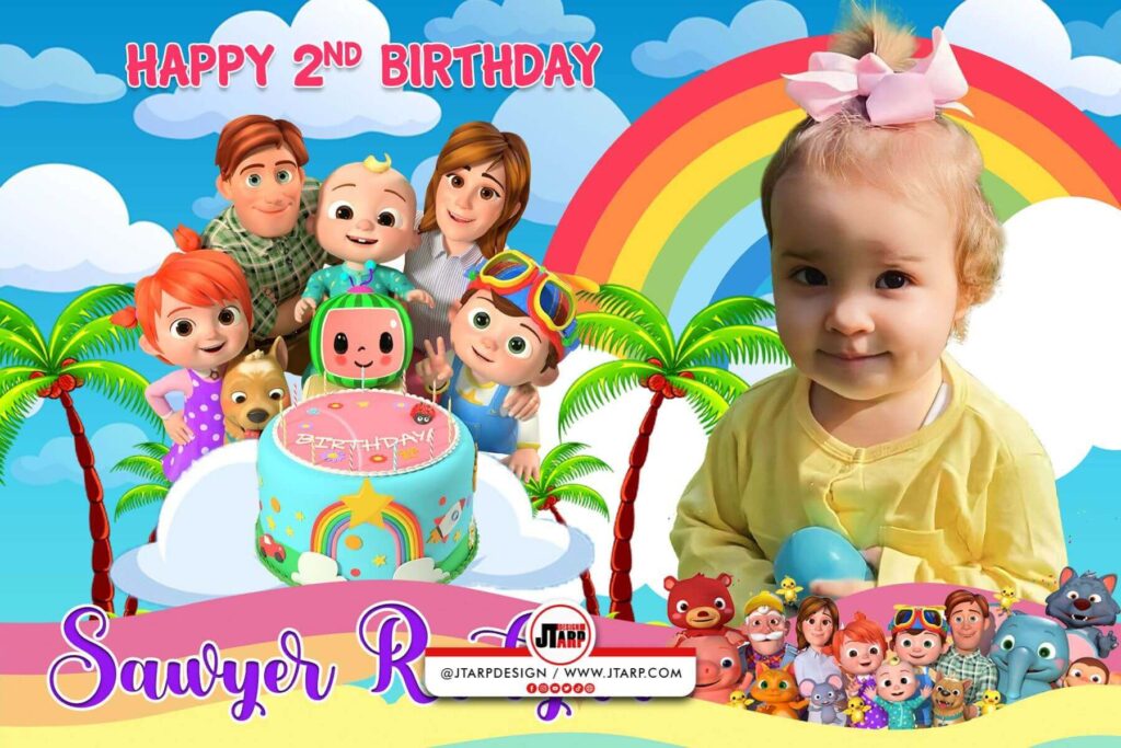 Sawyer 2nd Birthday Ref Magnet and Tarpaulin Cocomelon Design ...
