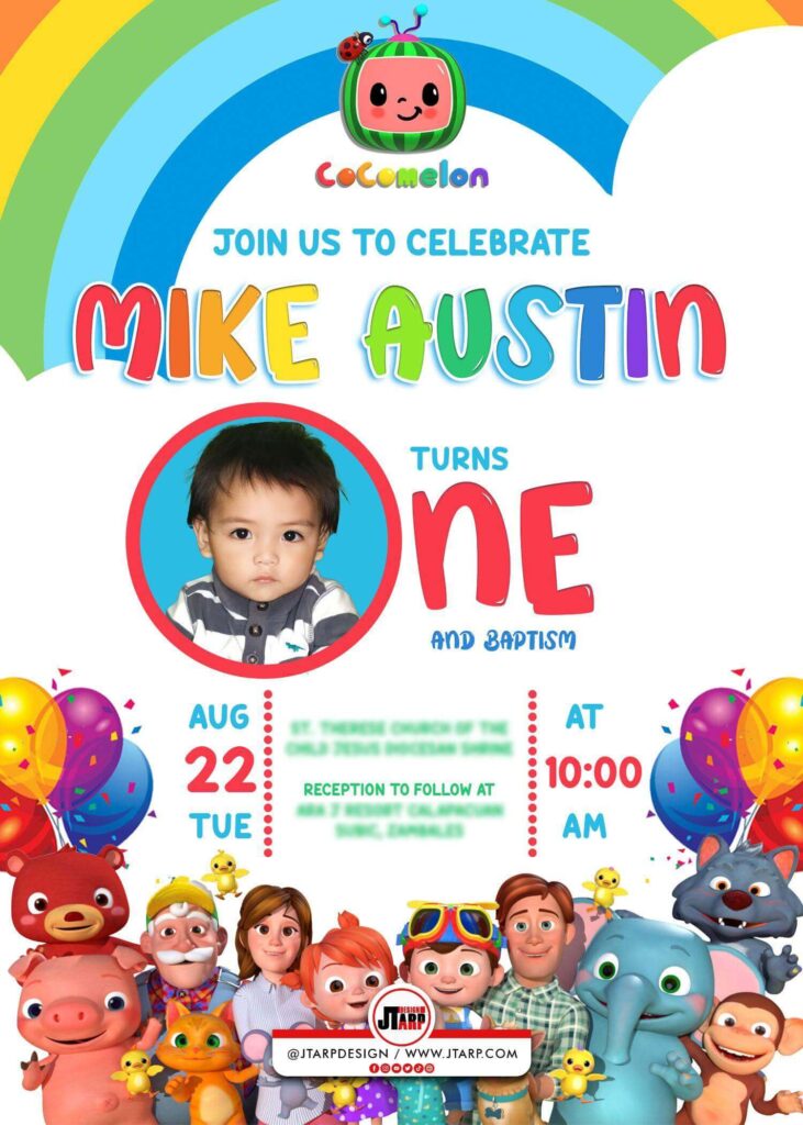 MIKE AUSTIN turns one Cocomelon Design – Birthday | JTarp Design