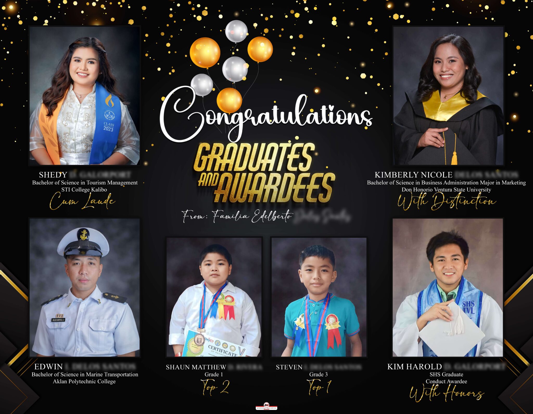 Black-Gold Theme: Congratulations Graduates and Awardees – Tarpaulin ...