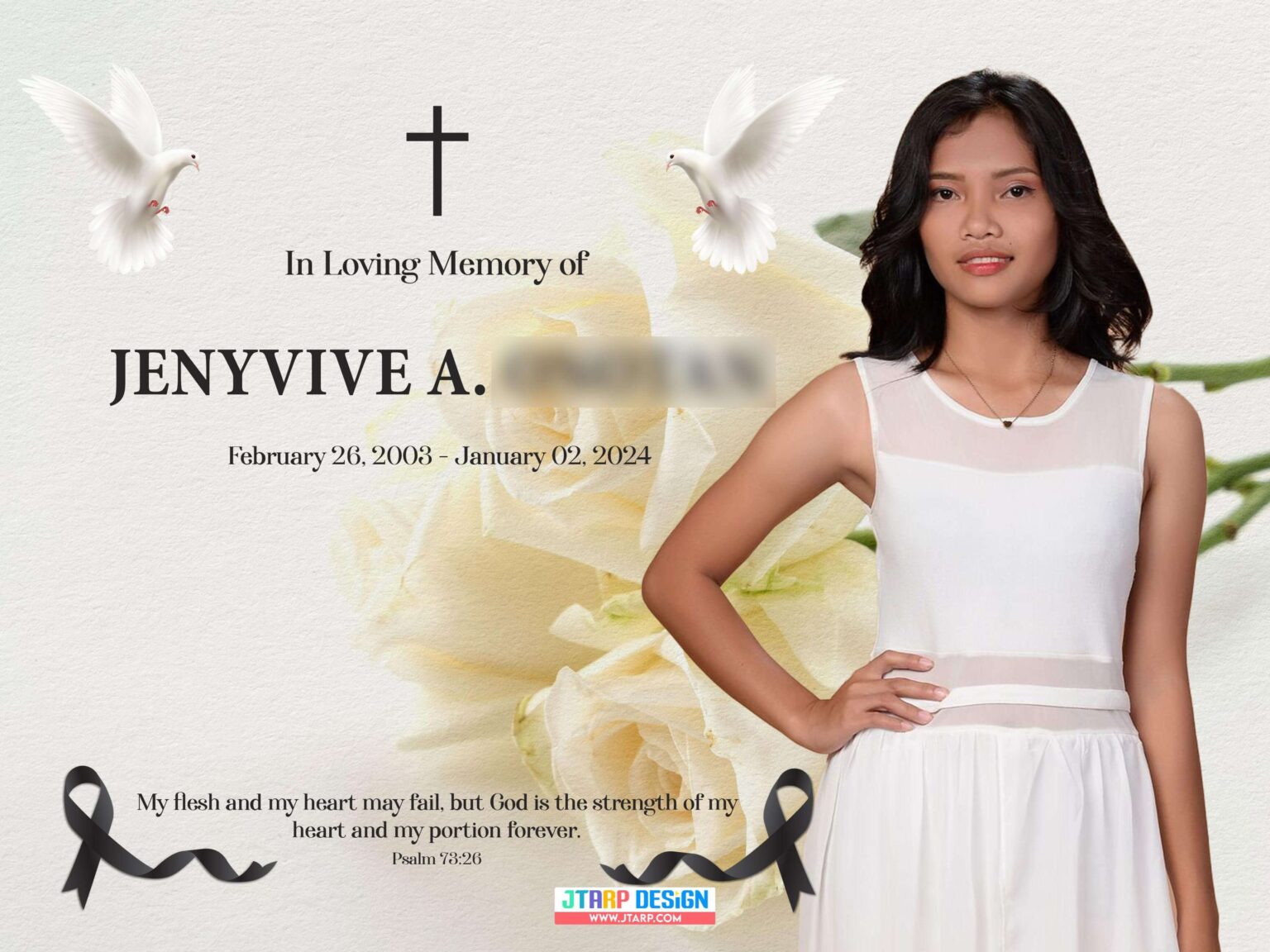 4x3 In loving memory of Jenyvive Death Tarp