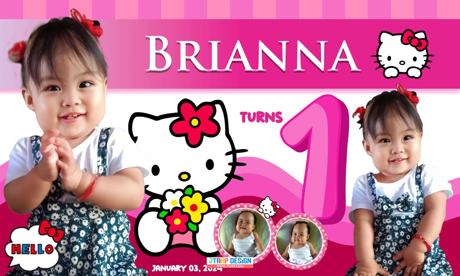 Brianna's 1st Birthday Hello Kitty Design – Tarpaulin | JTarp Design