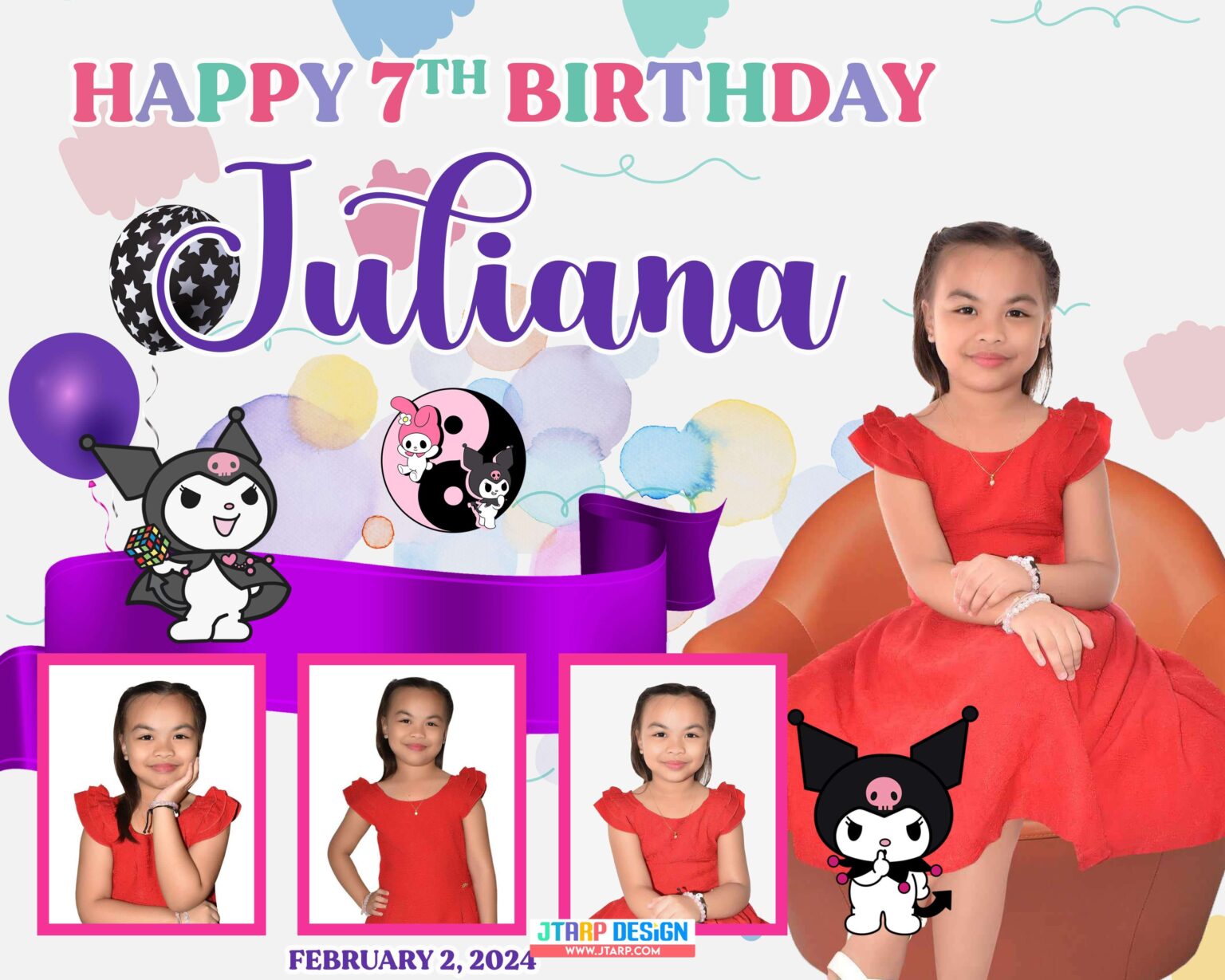 Juliana's 7th Birthday Kuromi Design – Tarpaulin | JTarp Design