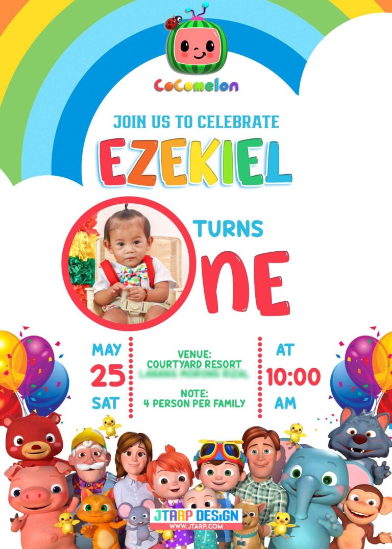 Ezekiel’s 1st Birthday Cocomelon Invitation Design