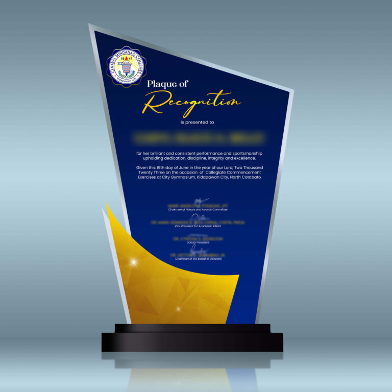 Central Mindanao College Commencement Blue Gold Plaque Design – Plaque ...
