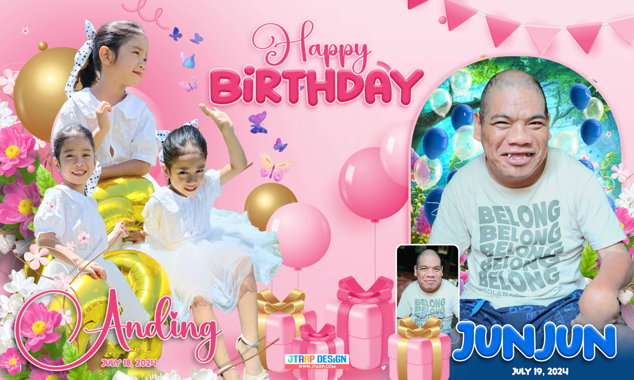 Junjun and Anding Birthday Tarpaulin Design