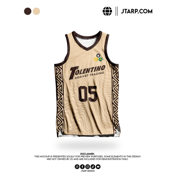Tolentino Agrivet Tan & Patterned Custom Basketball Jersey Design