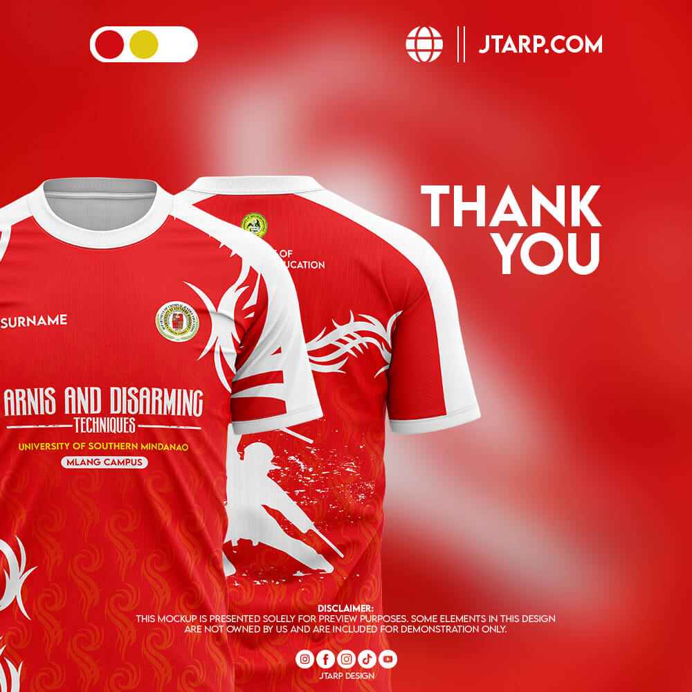 White Red Brush Stroke Arnis and Disarming Techniques Mlang Shirt ...