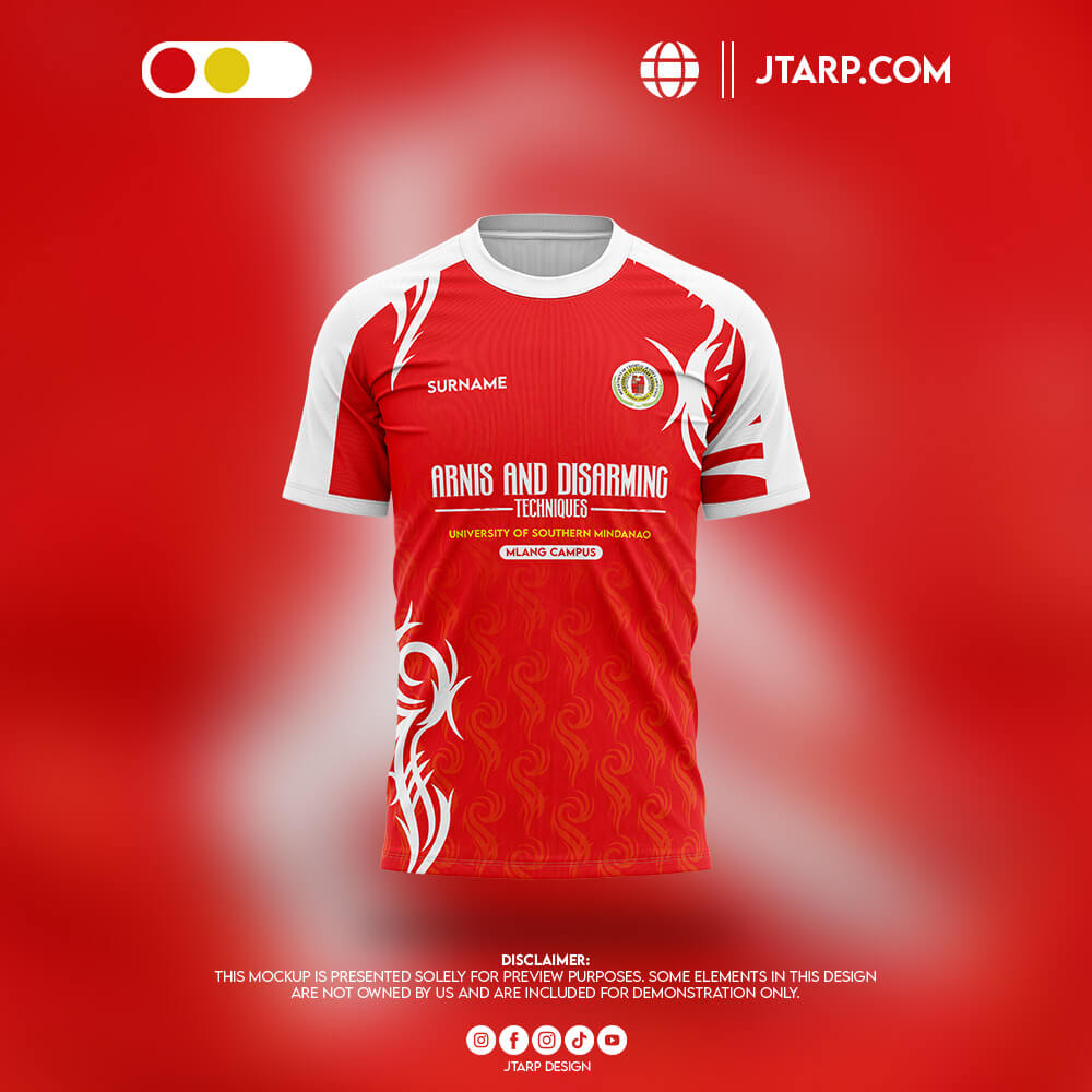 White Red Brush Stroke Arnis and Disarming Techniques Mlang Shirt ...