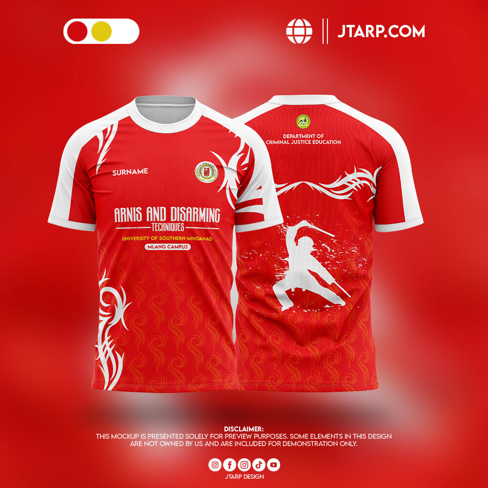 White Red Brush Stroke Arnis and Disarming Techniques Mlang Shirt ...