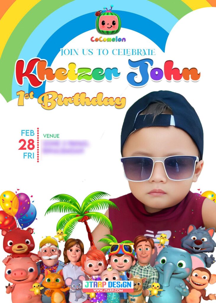 Kheizer John Cocomelon 1st Birthday Invitation and Tarpaulin Design ...